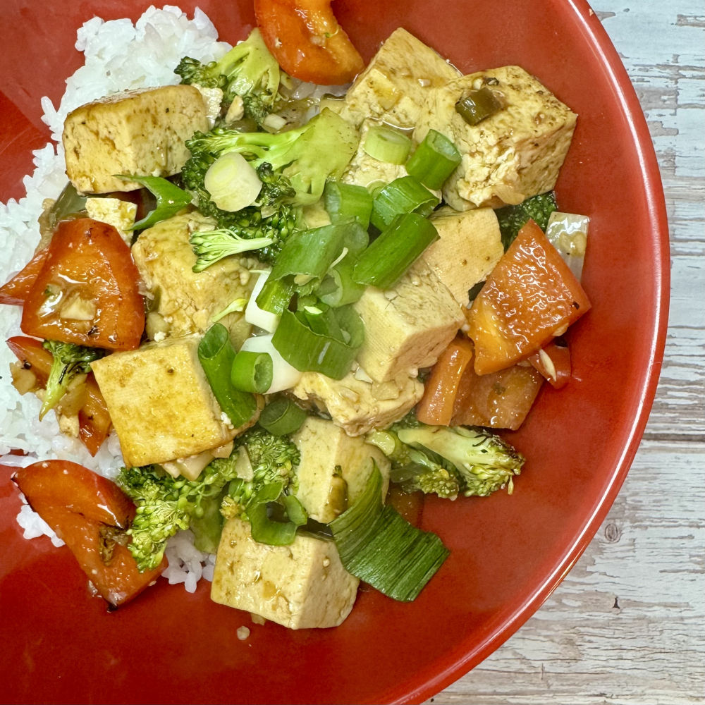 Pan Fried Tofu with Garlic Sauce and Broccoli - Dinner at the Franzens